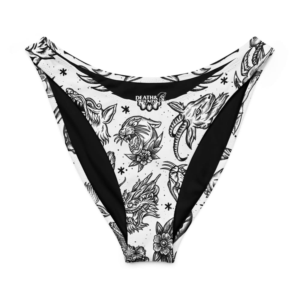 "B&W Flash" V-Cut Tattoo Bikini Bottoms – Death & Friends - Made from