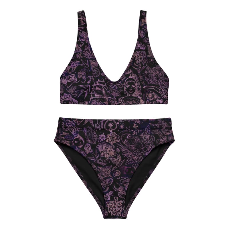 "Carbon" Recycled High-Waisted Tattoo Bikini - Alternative Swimwear ...
