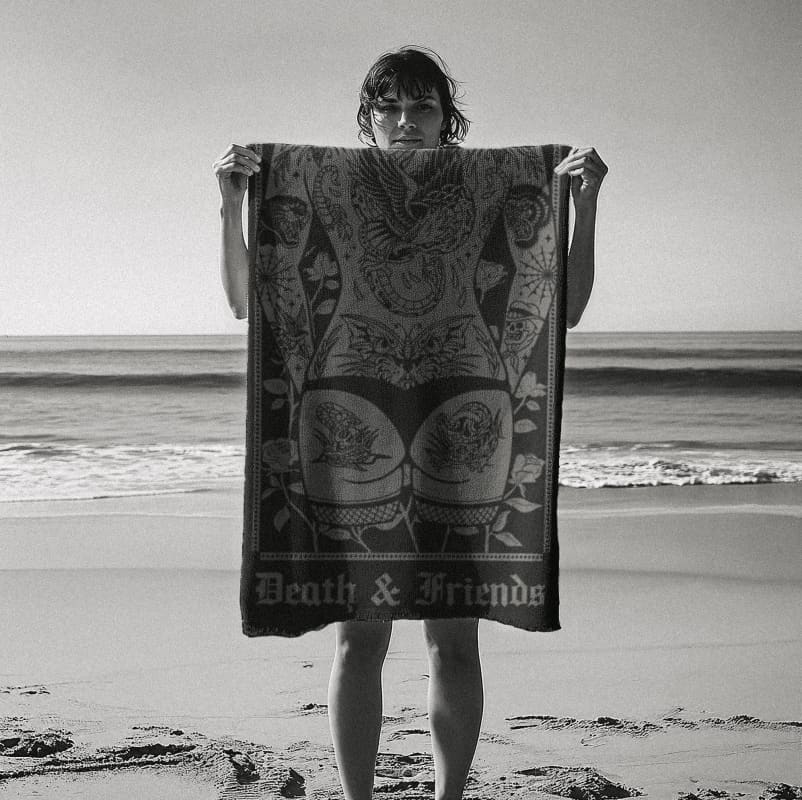 Goth Tattooed Lady Beach Towel - Alternative Swimwear Goth Swimwear ...