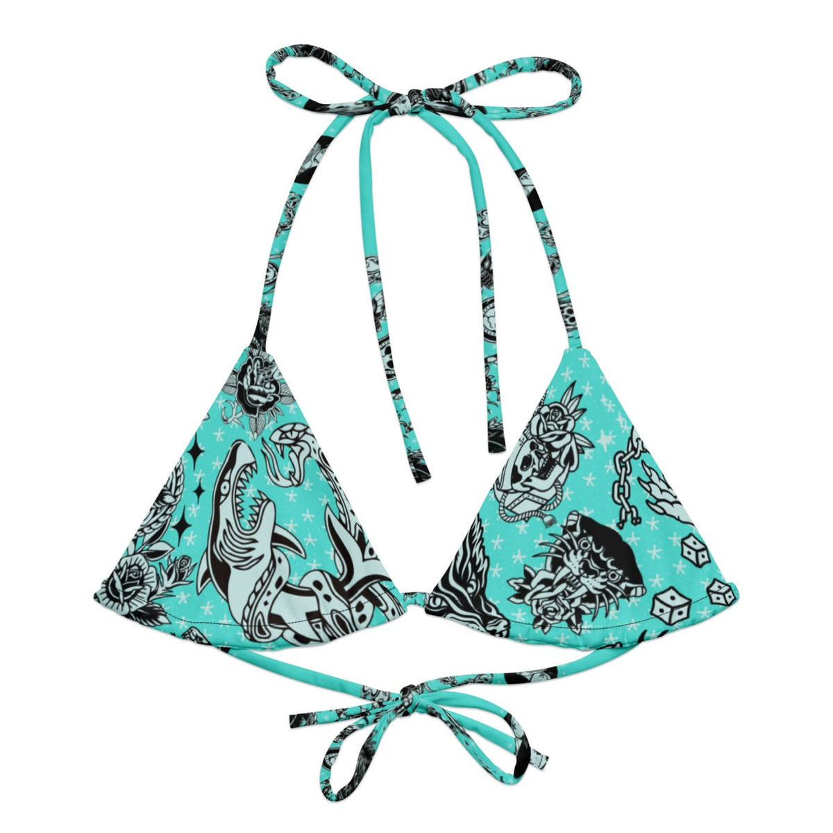 ’Nautical’ Tattoo Eco-Friendly String Bikini Top – Death & Friends